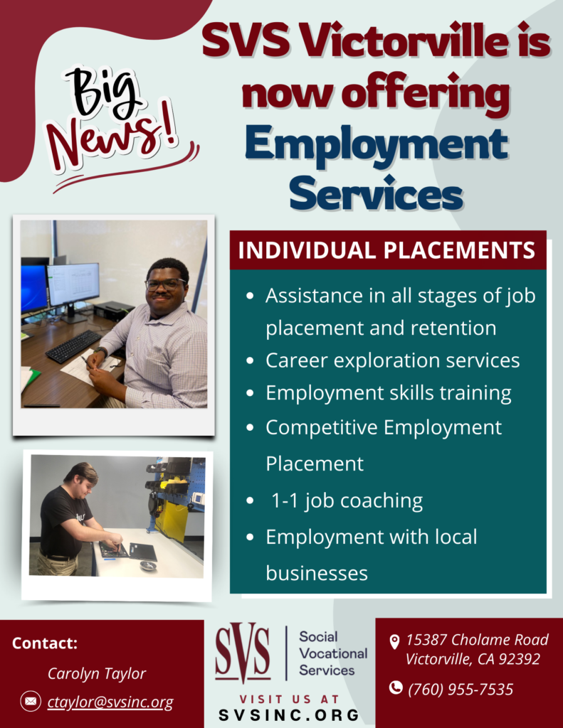 New at SVS Victorville - Social Vocational Service